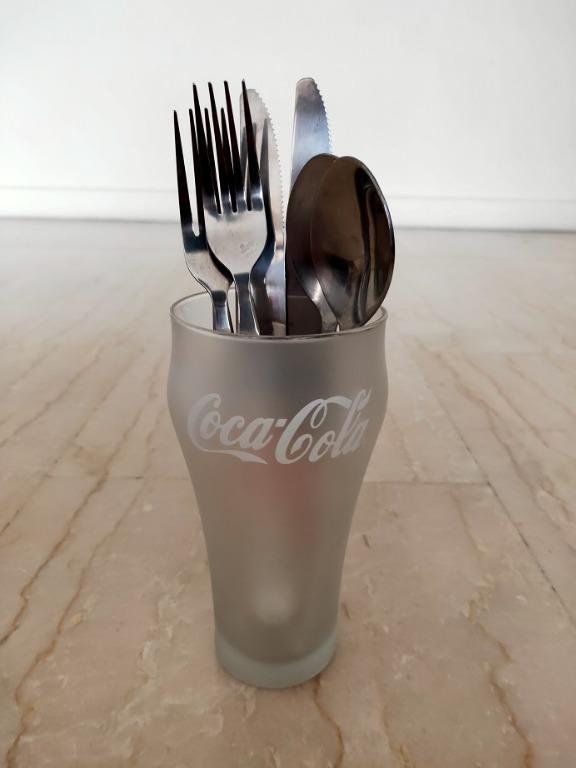 Coca-Cola Coke Rare Frosted Glass & Knife Fork Spoon Set, Hobbies ...