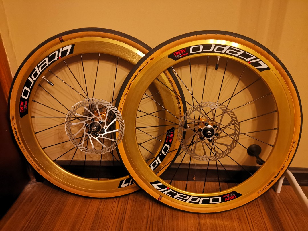 Complete litepro 451 gold rim wheelset, Sports Equipment, Bicycles ...