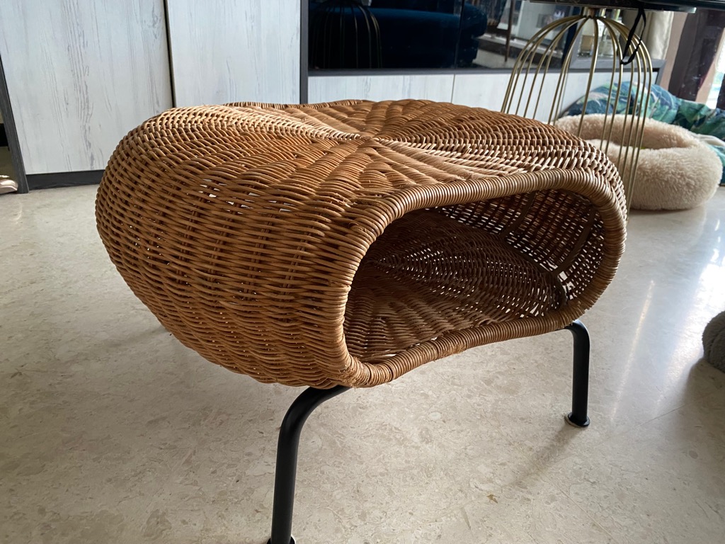 Footstool with storage, rattan/anthracite, GAMLEHULT, IKEA, Furniture ...