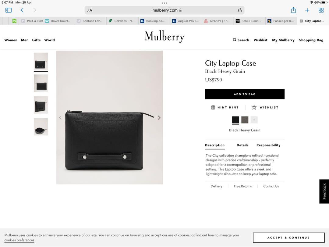 Genuine Mulberry City Laptop Case, Luxury, Bags & Wallets on Carousell