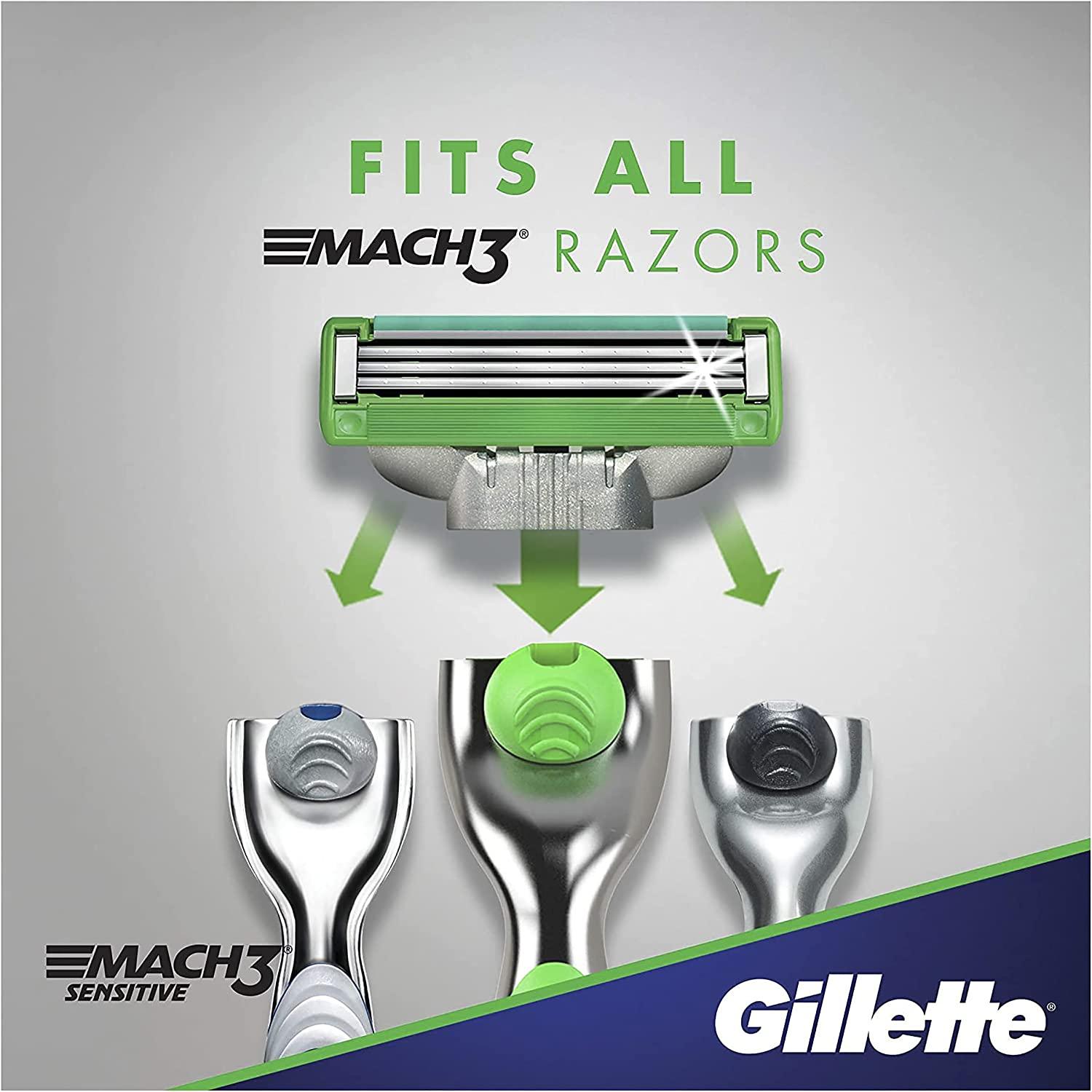 Gillette Mach3 Sensitive Razor Cartridges Refill, 8ct, Beauty ...