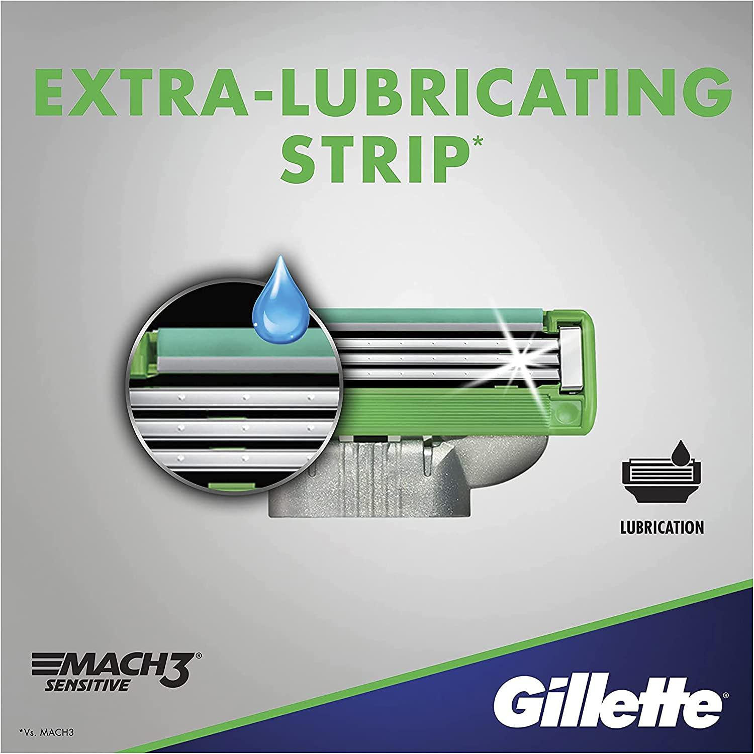 Gillette Mach3 Sensitive Razor Cartridges Refill, 8ct, Beauty ...