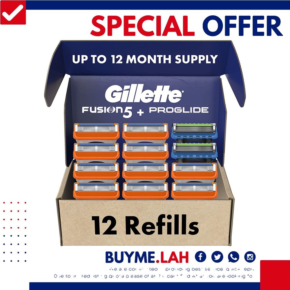 Gillette Mens Razor Blade Refills, 10 Fusion5 Cartridges, 2 ProGlide ...