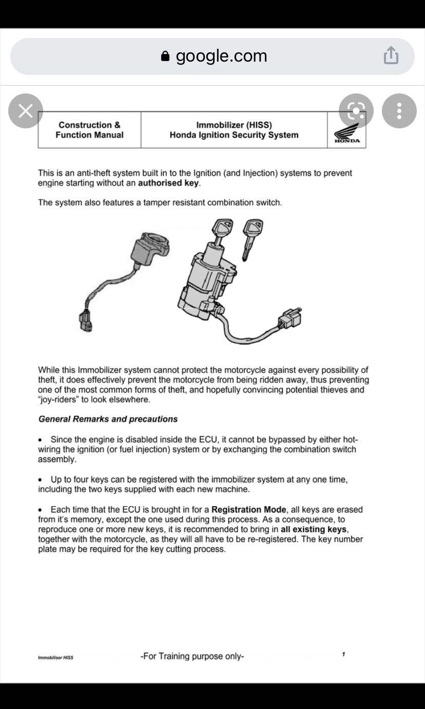 Honda NC750 HISS Key program duplicate to spare key, Motorcycles ...