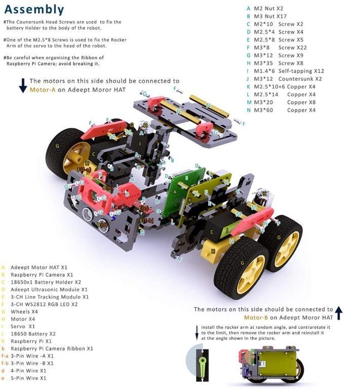 [instock] Adeept 4WD Smart Robot Car Kit For Raspberry Pi 4/3 Model B+ ...