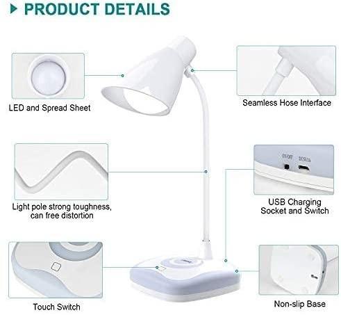LED Wireless Desk Lamp, OMERIL 5W USB Rechargeable Reading Light with ...