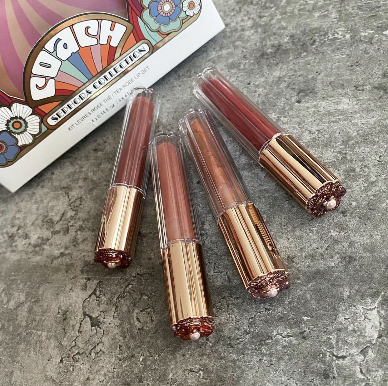 Limited Edition Coach X Sephora Tea Rose Lip Set Collection, Beauty ...