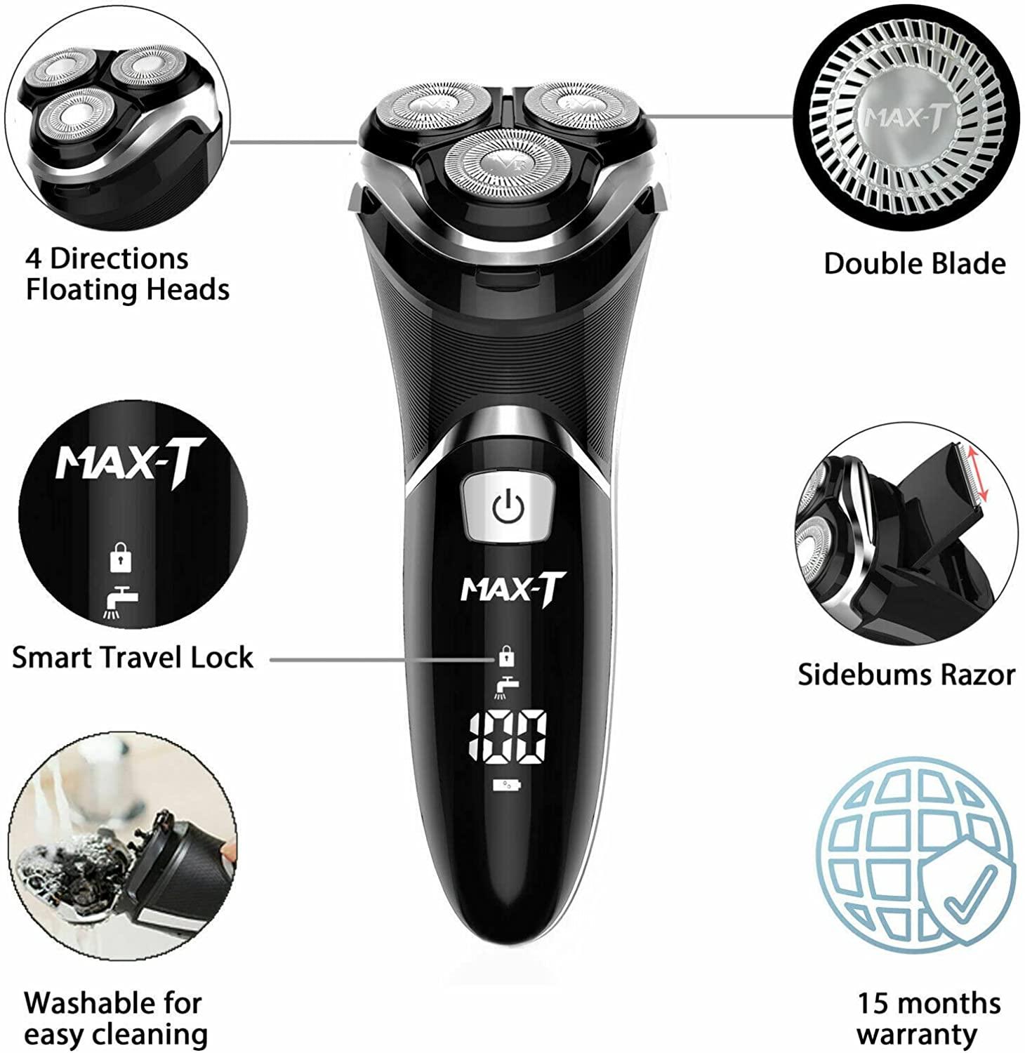 MAX-T Men's Electric Shaver - Corded and Cordless Rechargeable 3D ...