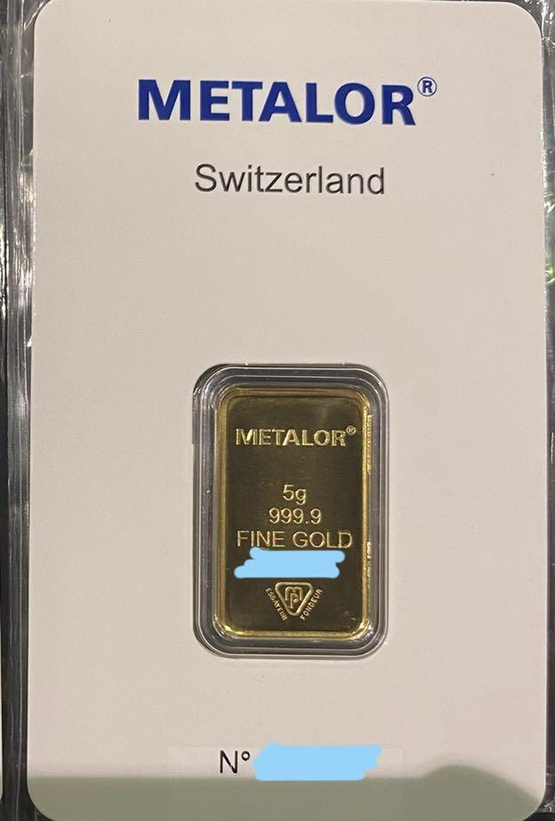 Metalor 5g gold bar 999.9%, Hobbies & Toys, Memorabilia & Collectibles ...