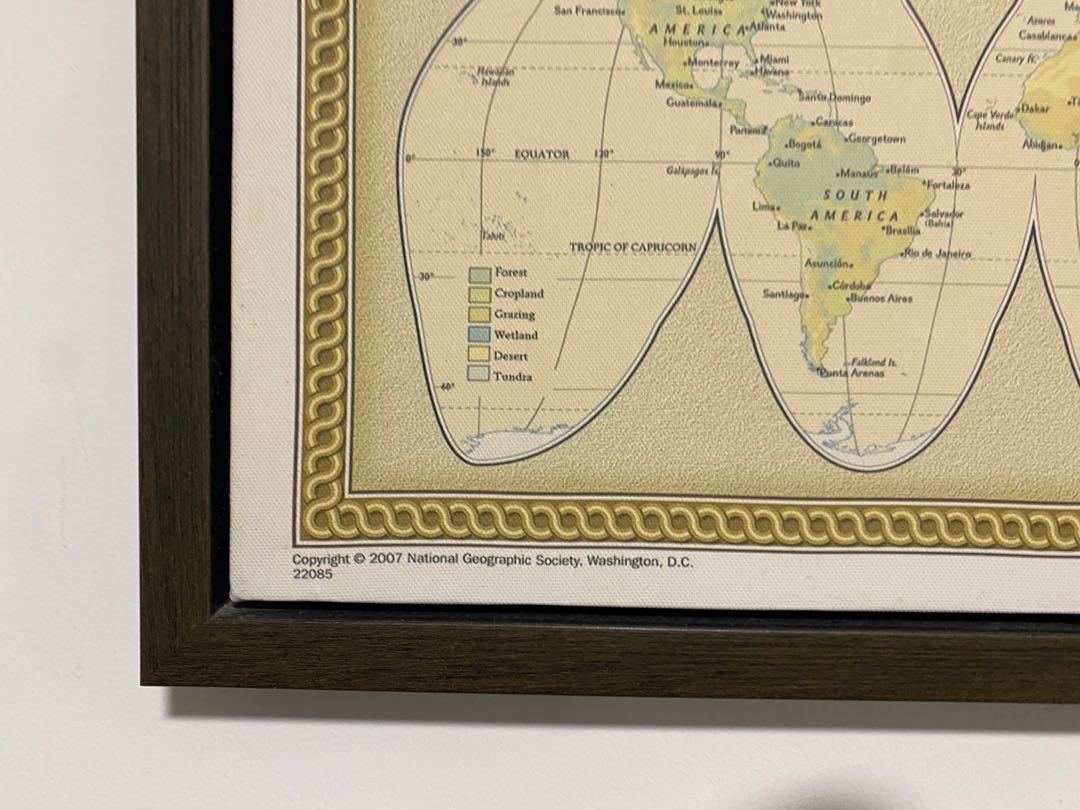 National Geographic World Map with Frame, Furniture & Home Living, Home ...