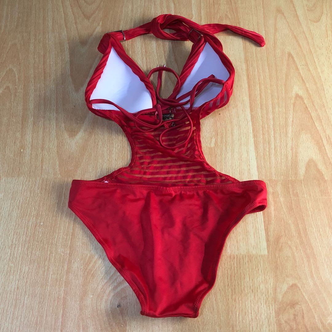 One piece Red Swimsuit, Women's Fashion, Swimwear, Bikinis & Swimsuits ...