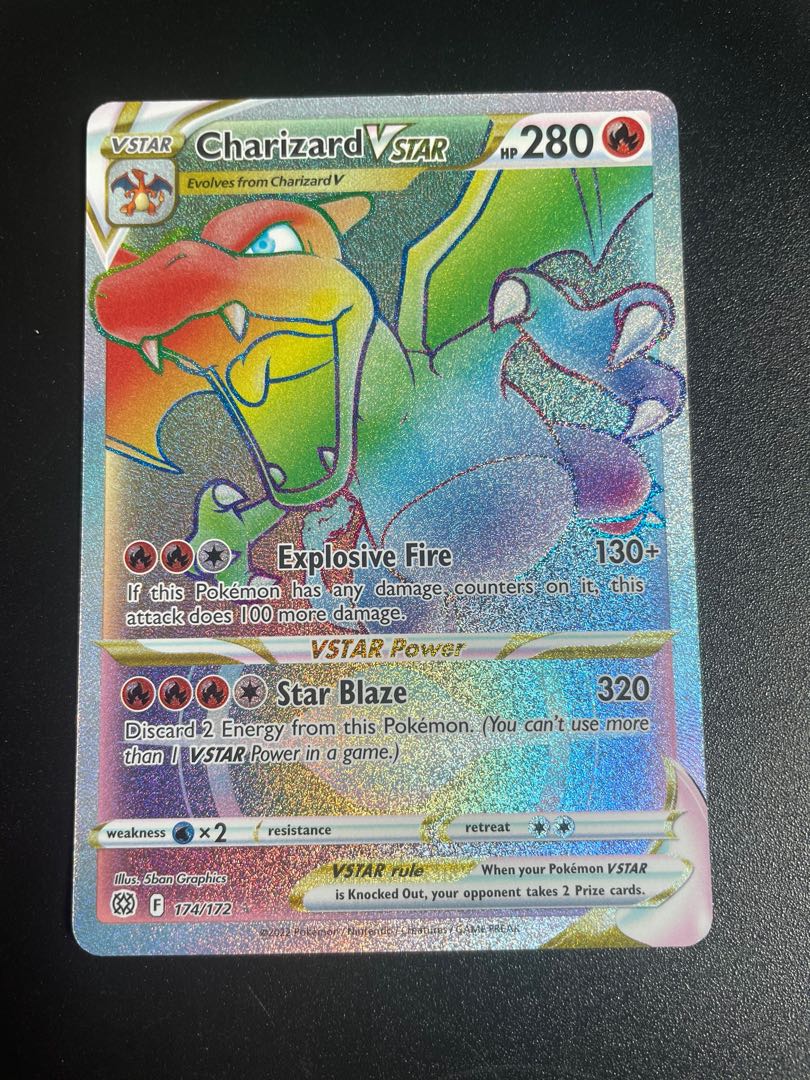 Pokemon Brilliant Stars Charizard VStar Rainbow Rare, Hobbies & Toys ...