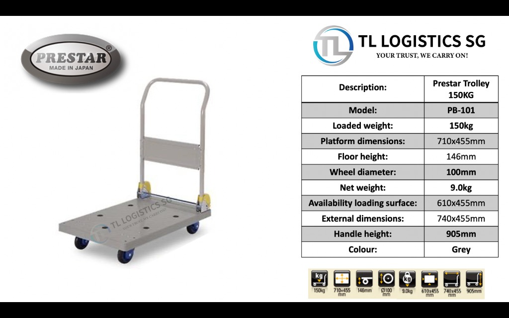 Prestar Plastic Trolley 150kg, Furniture & Home Living, Home ...