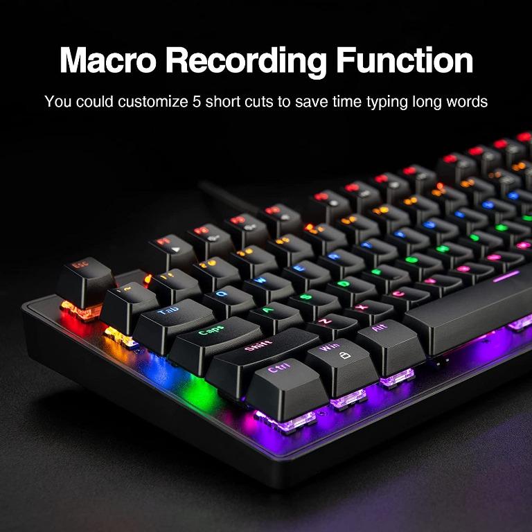 Rii RK908 7 color Mechanical Gaming keyboard 88 Keys LED backlit Wired ...