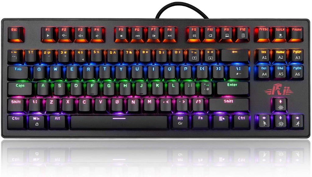 Rii RK908 7 color Mechanical Gaming keyboard 88 Keys LED backlit Wired ...