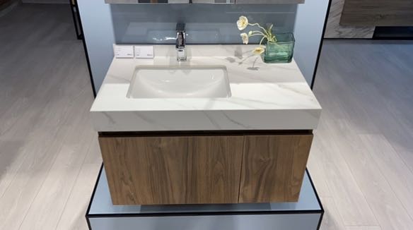 Sintered stone basin + cabinet 90cm, Furniture & Home Living, Bathroom ...