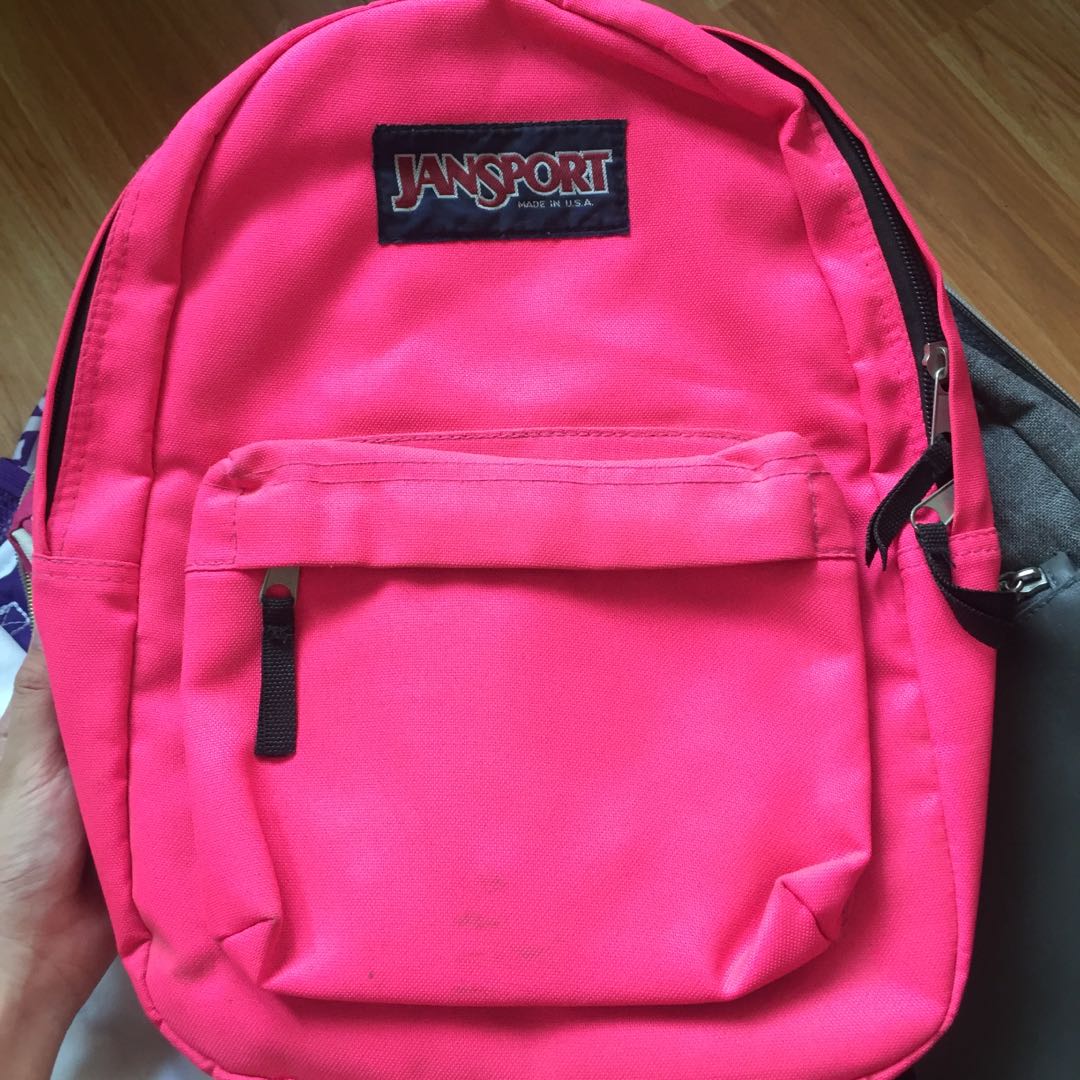 Small Neon Pink Jansport Back Pack, Women's Fashion, Bags & Wallets ...