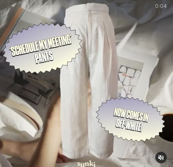 Sunki label schedule my meeting pants off-white, Women's Fashion, Bottoms, Other Bottoms on ...