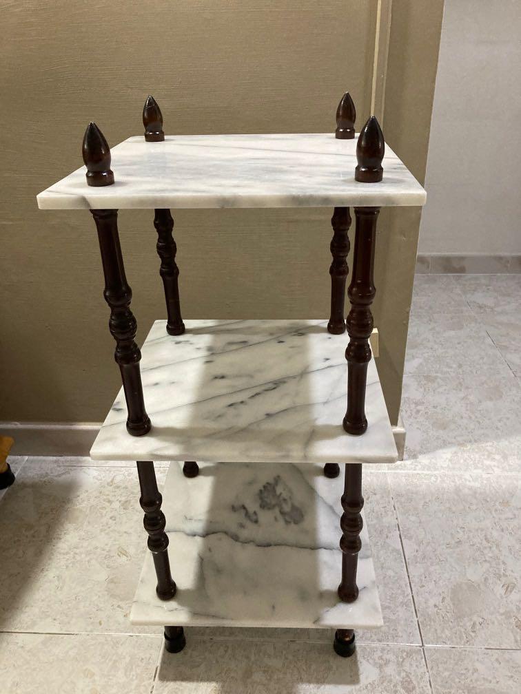 3 tiers marble stone rack, Furniture & Home Living, Furniture, Shelves ...