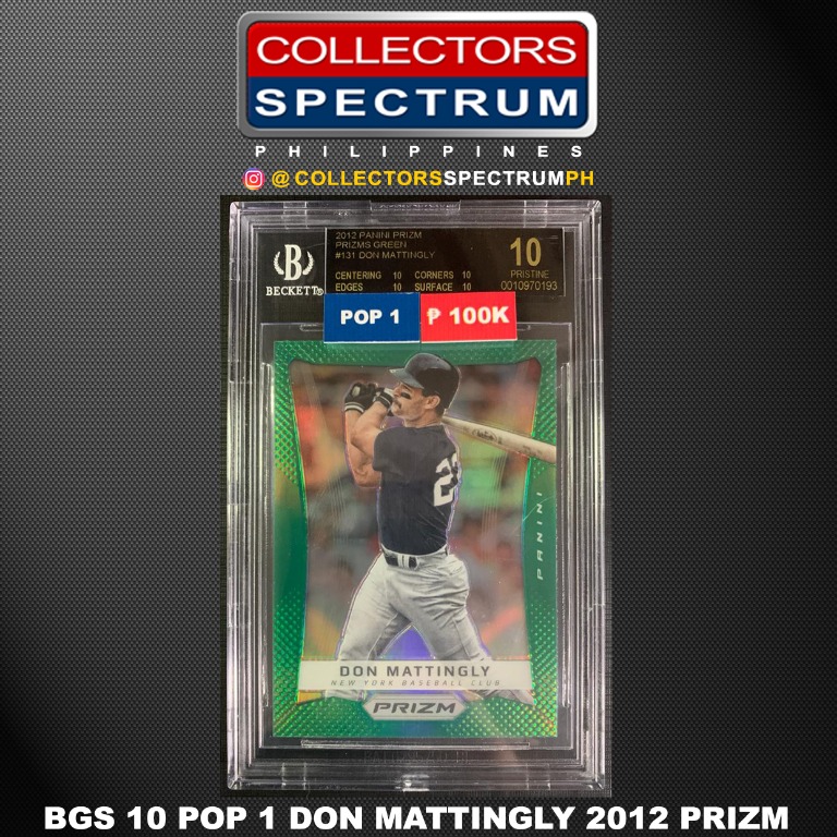 BGS 10 Black Label POP1 Don Mattingly 2012 Prizm Green MLB Baseball ...