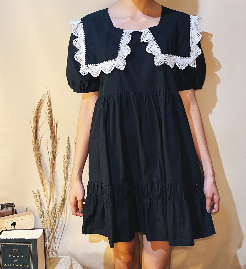 Black Collar Dress, Women's Fashion, Dresses & Sets, Dresses on Carousell