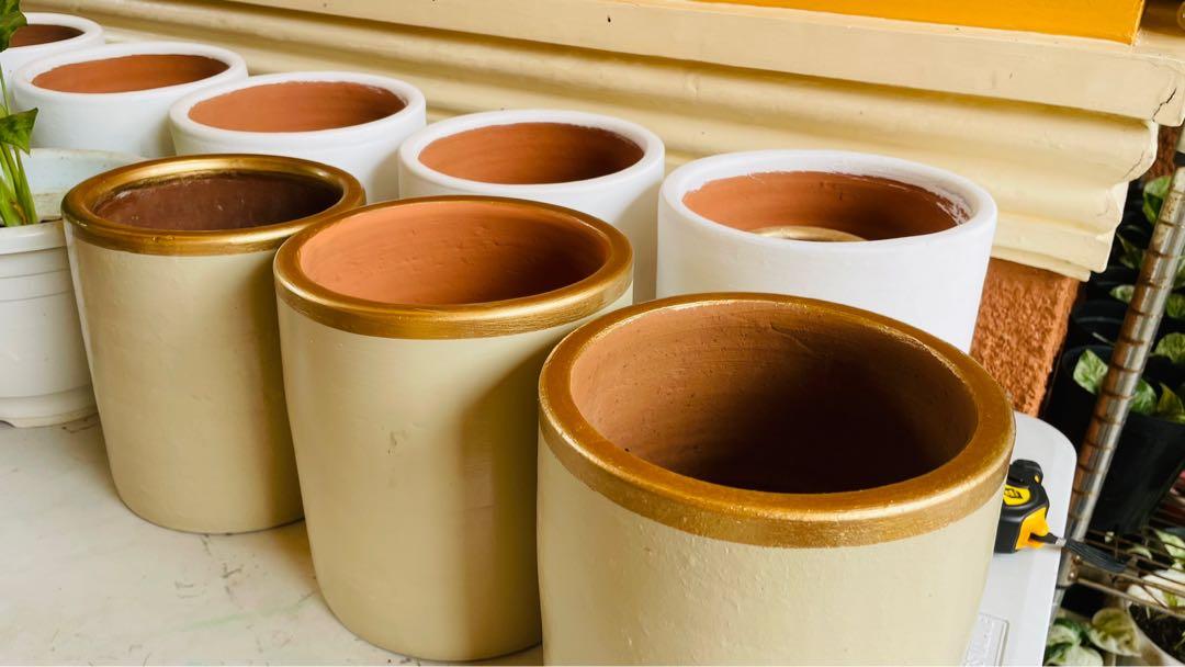 Clay Pot Cylinder Design 8x7inches, Furniture & Home Living, Gardening ...