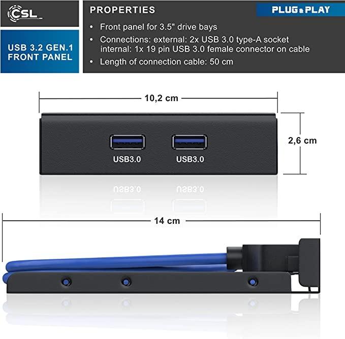 CSL - USB 3.0 Super Speed Front Panel for 3.5 inch drives - up to 5Gbit ...