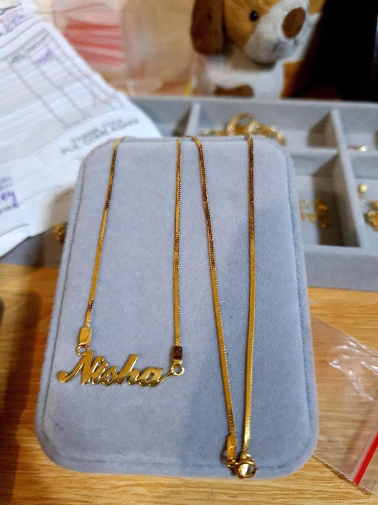 Customised Name with Chain 18k Gold (750), Women's Fashion, Jewelry ...