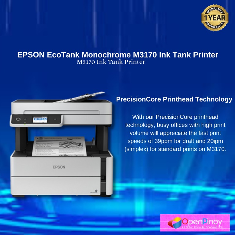 EcoTank Monochrome M3170 Ink Tank Printer EPSON, Computers & Tech ...