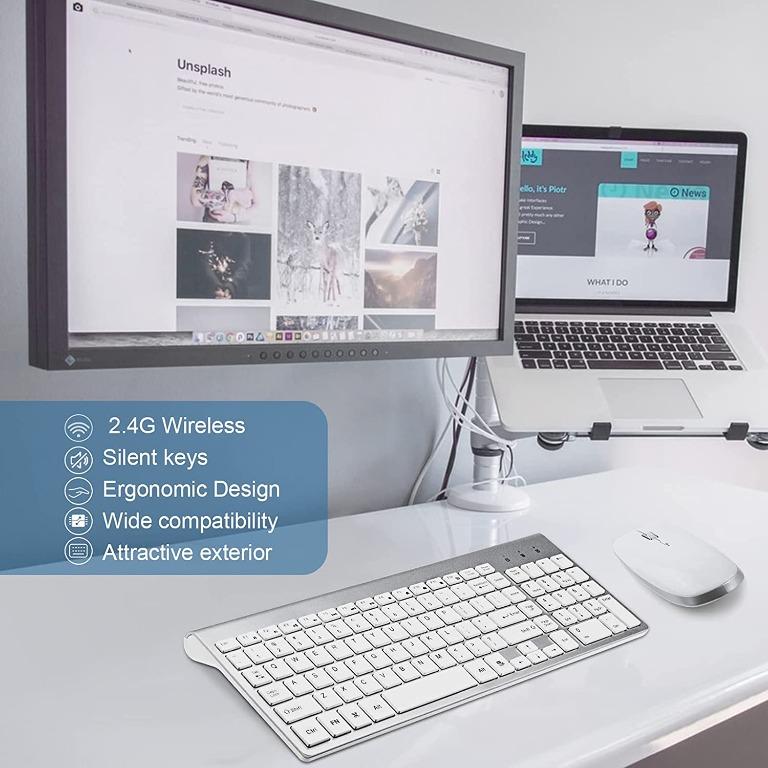 FENIFOX 2.4G Slim USB Wireless Keyboard and Mouse Combo, Full Size ...
