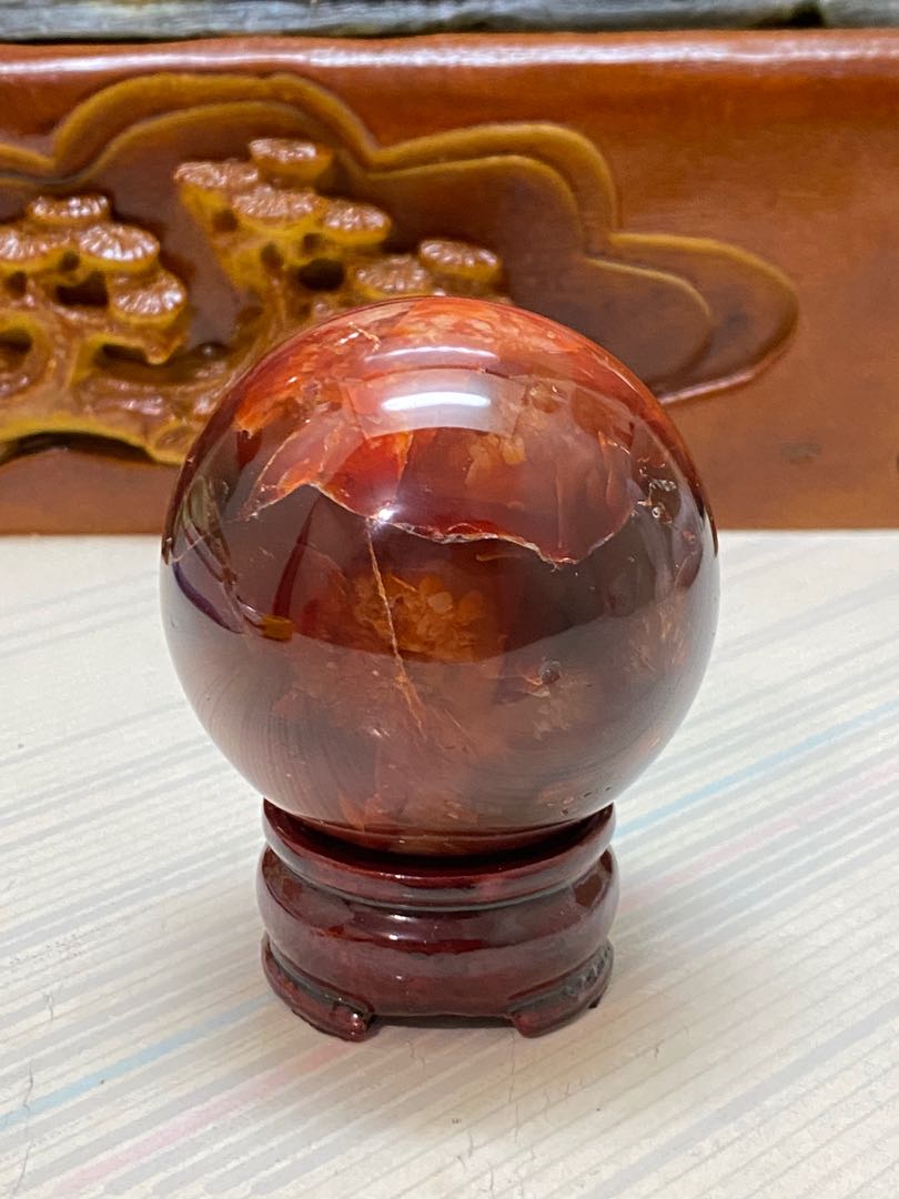 Fire agate sphere, Hobbies & Toys, Memorabilia & Collectibles, Vintage ...