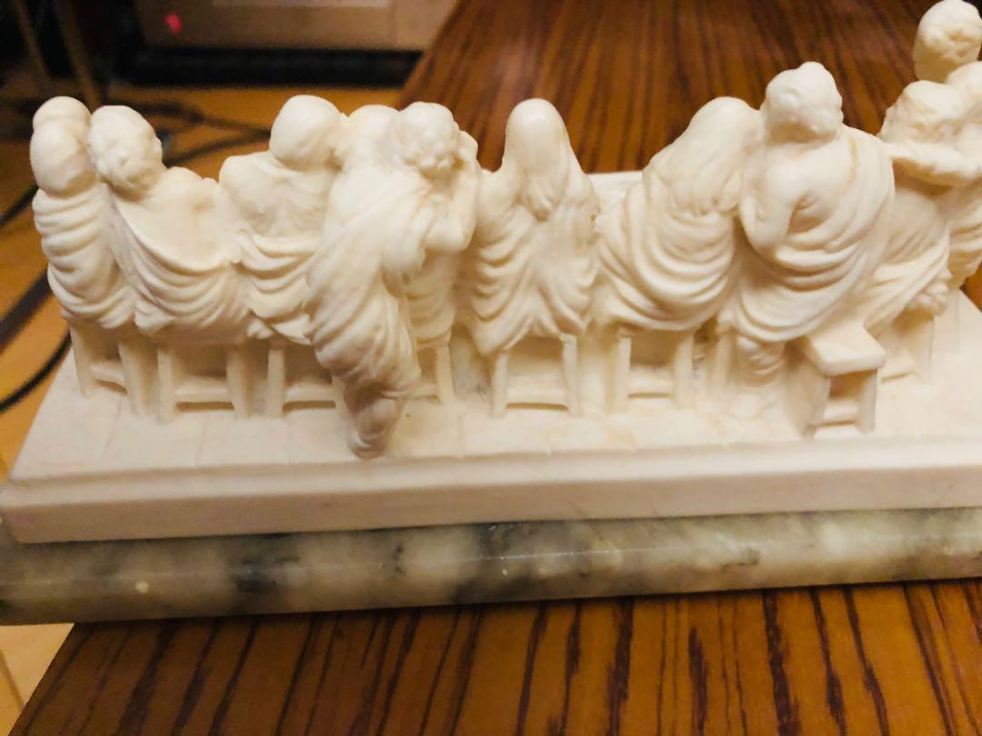 Genuine Alabaster Last Supper Sculpture Hand Carved, Made in Italy, 傢俬 ...