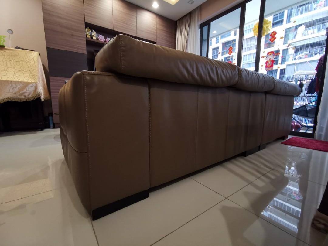 HTL Full leather L shaped Sofa, Furniture & Home Living, Furniture ...