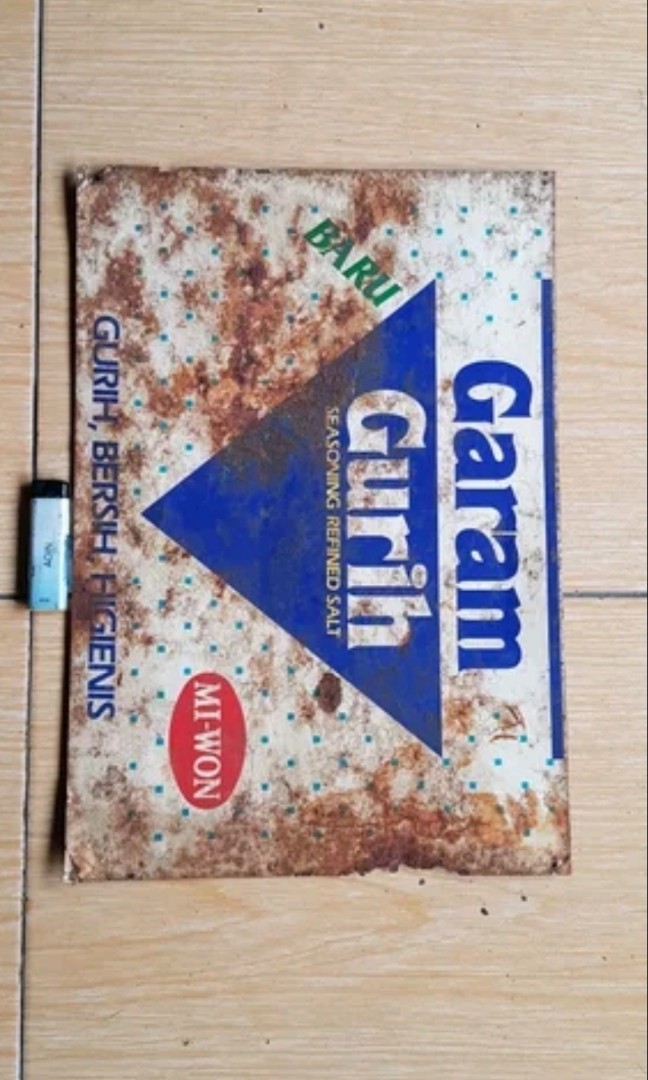 iklan reklame sign tin garam gurih miwon original antik dan vintage ...