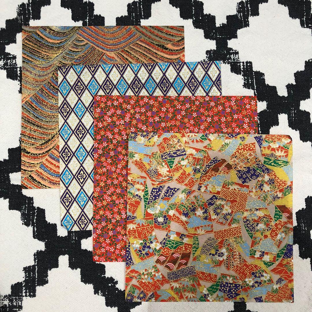 Japanese Origami Paper set - Assorted designs Gold foil Floral Colorful ...