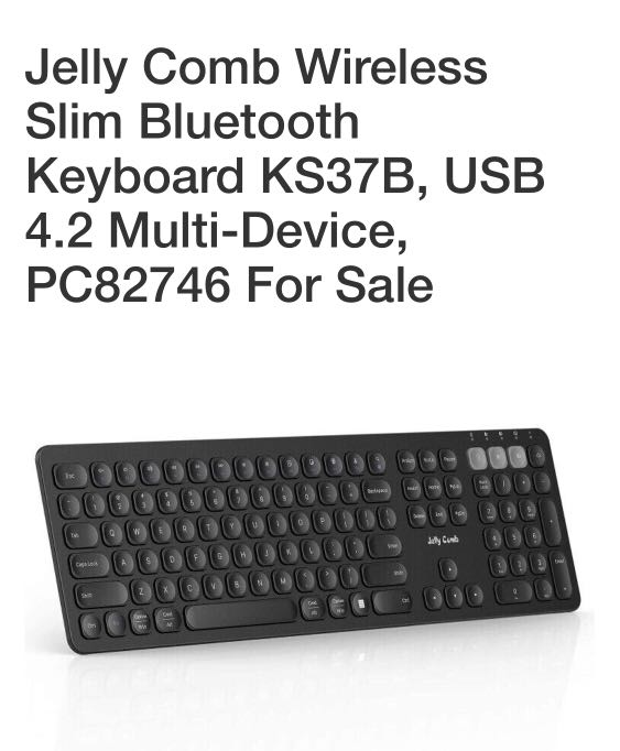Jelly Comb Wireless Slim Bluetooth Keyboard KS37B, USB 4.2 Multi-Device ...