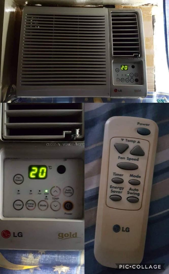 LG gold .75hp window type aircon with remote, TV & Home Appliances, Air ...