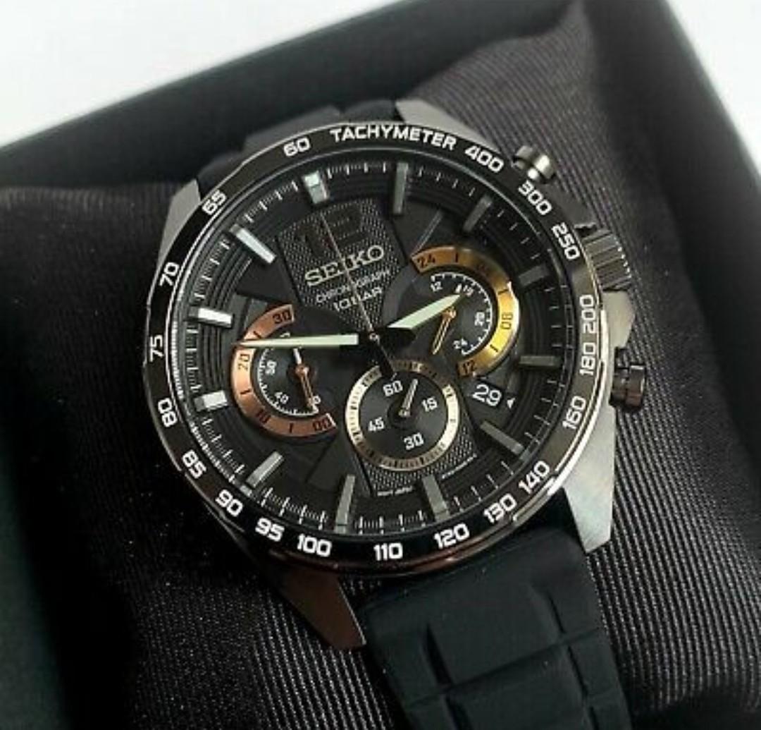 *Lowest Price* Seiko Chronograph 100M Quartz Stainless Steel Black ...