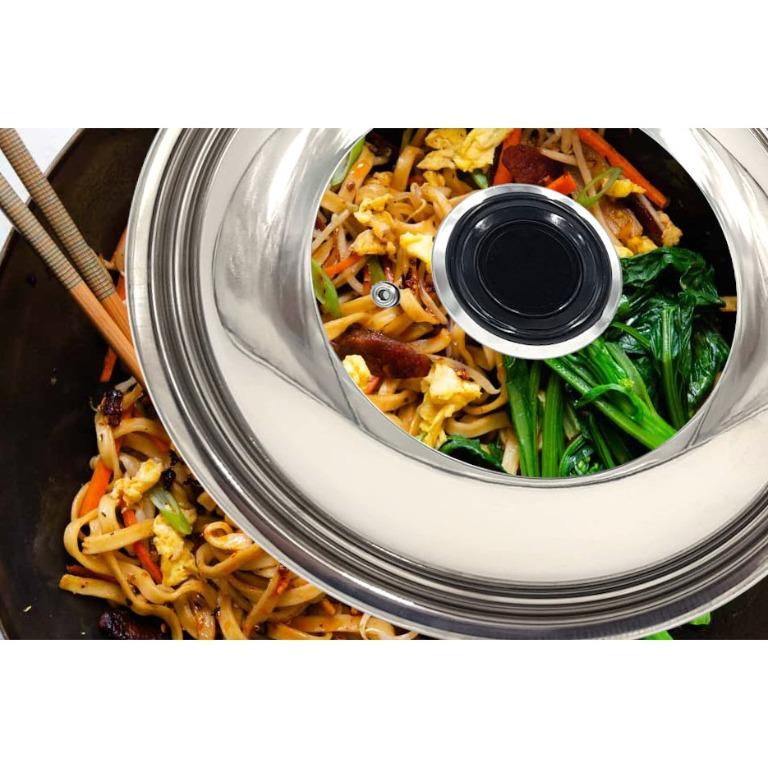Multi functional Cooking Wok Lid / Stainless Steel Wok Cover / Wok Pot ...