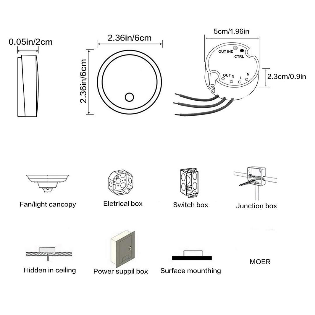 Petame Wireless Lights Switch Kit, No Battery No Wiring, 150feet ...