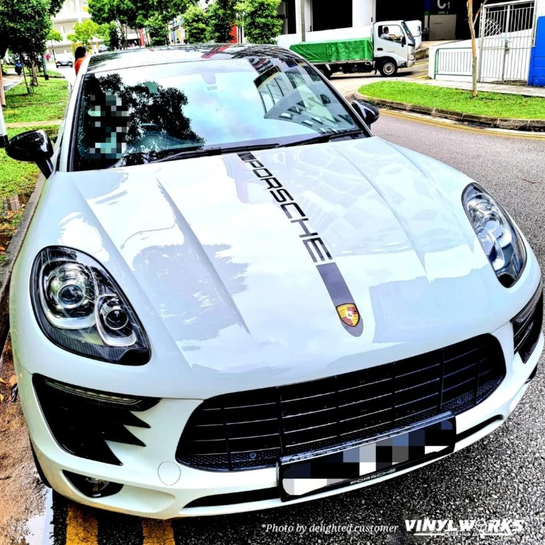 Porsche Bonnet Vinyl Sticker Stripes Application, Car Accessories ...
