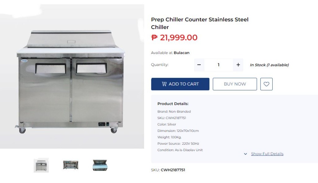 Prep Chiller Counter Stainless Steel Chiller, Food & Drinks, Chilled ...