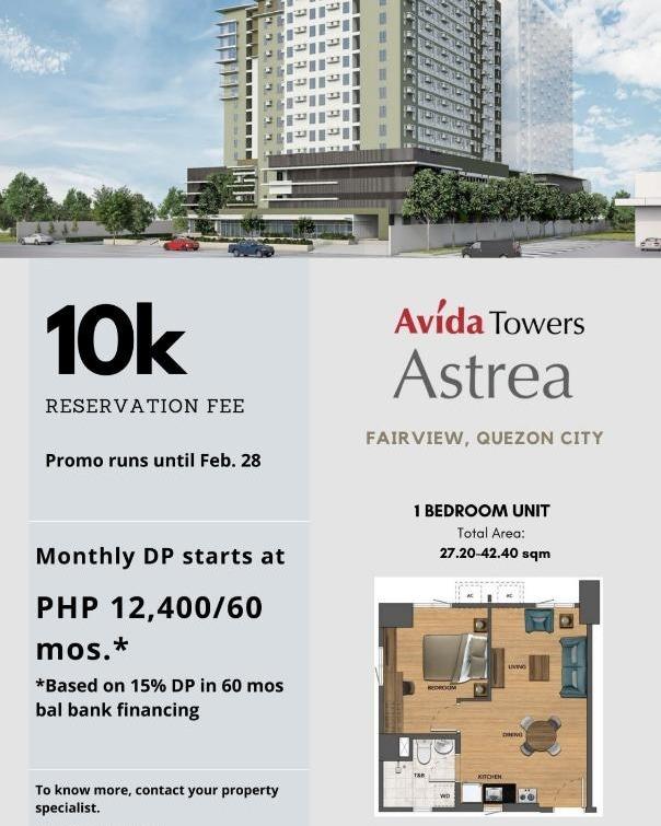 Pre-selling Avida Towers Astrea at 12,400 / month, Property, For Sale ...