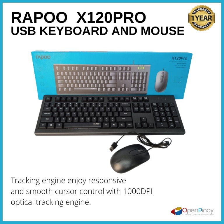 RAPOO USB KEYBOARD AND MOUSE X120PRO, Computers & Tech, Parts ...