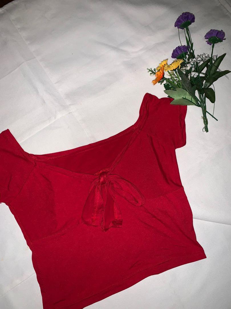 red top, Women's Fashion, Tops, Others Tops on Carousell