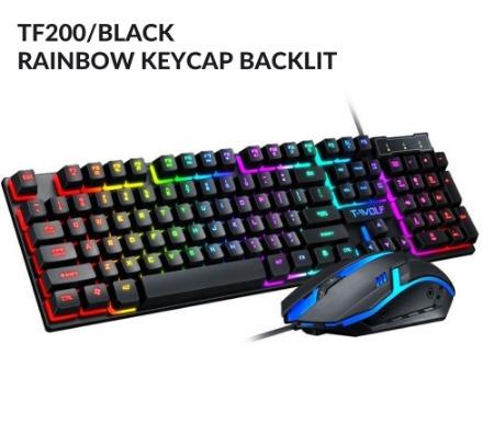 RGB Mechanical Touch Gaming Keyboard and Mouse Set 104 Keys GTX300 T6 ...