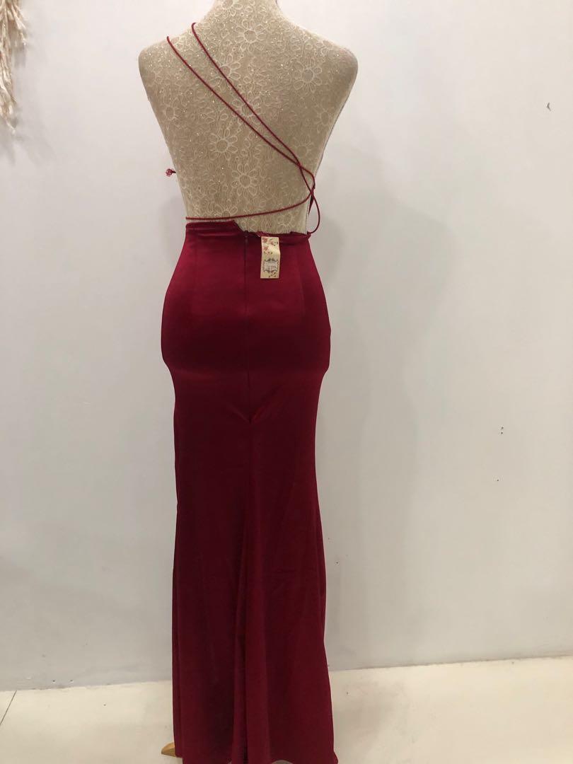 Sexy Back Long Red Dress, Women's Fashion, Dresses & Sets, Evening ...