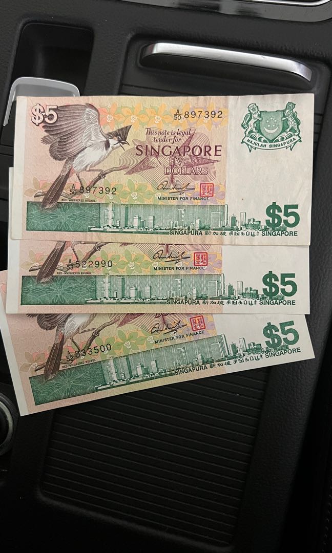 Sgd $5 bird singapore old notes, Hobbies & Toys, Memorabilia ...
