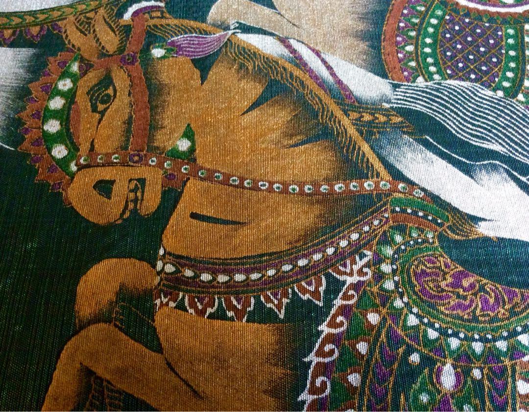 Thai handmade silk screen art print on silk fabric, Furniture & Home ...