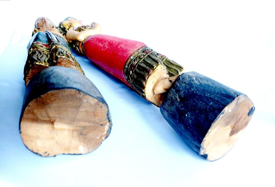 Vintage traditional Thai sawasdee ladies, 1 pair, handcarved solid wood ...